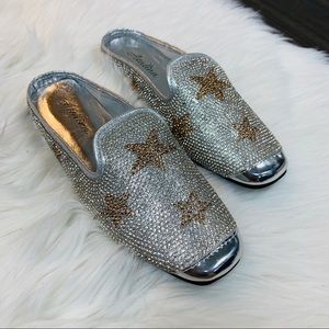 Shoes | Silver Rhinestoned Star Mule | Poshmark